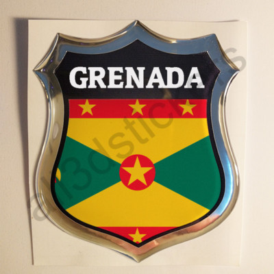 Sticker Grenada Emblem 3D Resin Domed Gel Grenada Flag Vinyl Decal Car ...