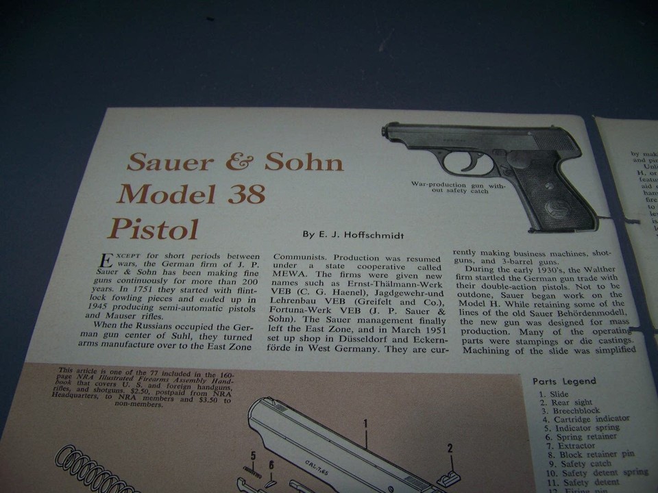 HISTORY - SAUER & SOHN MODEL 38 PISTOL..HISTORY/EXPLODED VIEW..RARE ...
