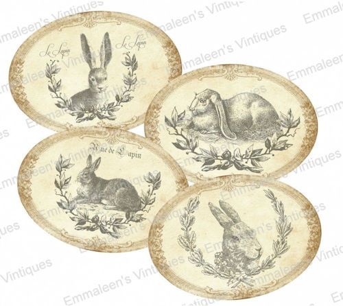 Vintage Image Victorian Grunge Bunny Bunnies Labels Waterslide Decals ...