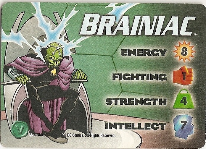 Marvel OVERPOWER Brainiac PLAYER SET DC char 14 sp Mental Control Brain ...