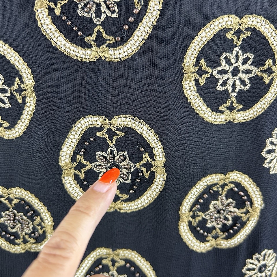 Monsoon Jacket Top Size 14 Black Gold Embroidered Beaded Edge to Edge ...