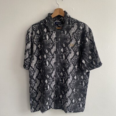 Fred Perry Shirt Mens Medium Black Snakeskin Ska Mod Scooter 60s ...