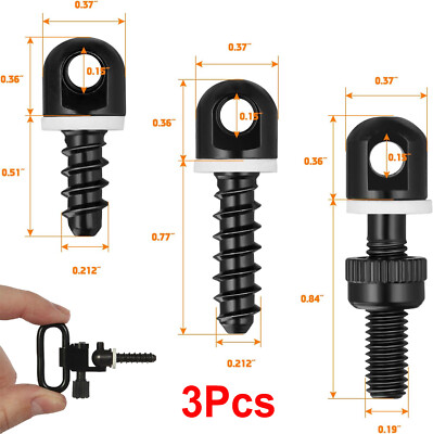 3 Pcs Stud Screws Set Detachable Mounting kit for Rifle Shotgun Sling ...
