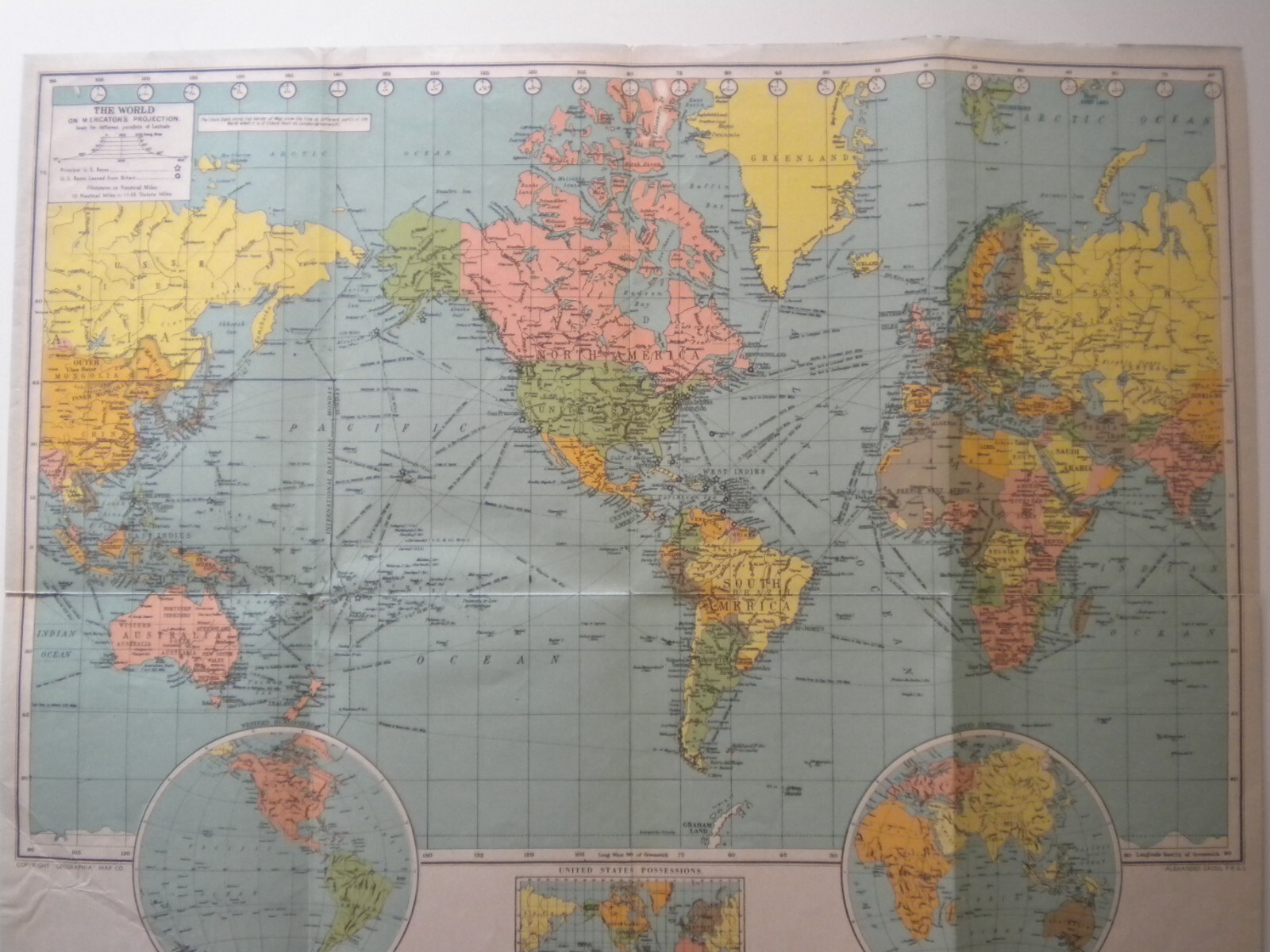 Vintage World War II Era World Map with Diary of War Events, 1944 | eBay
