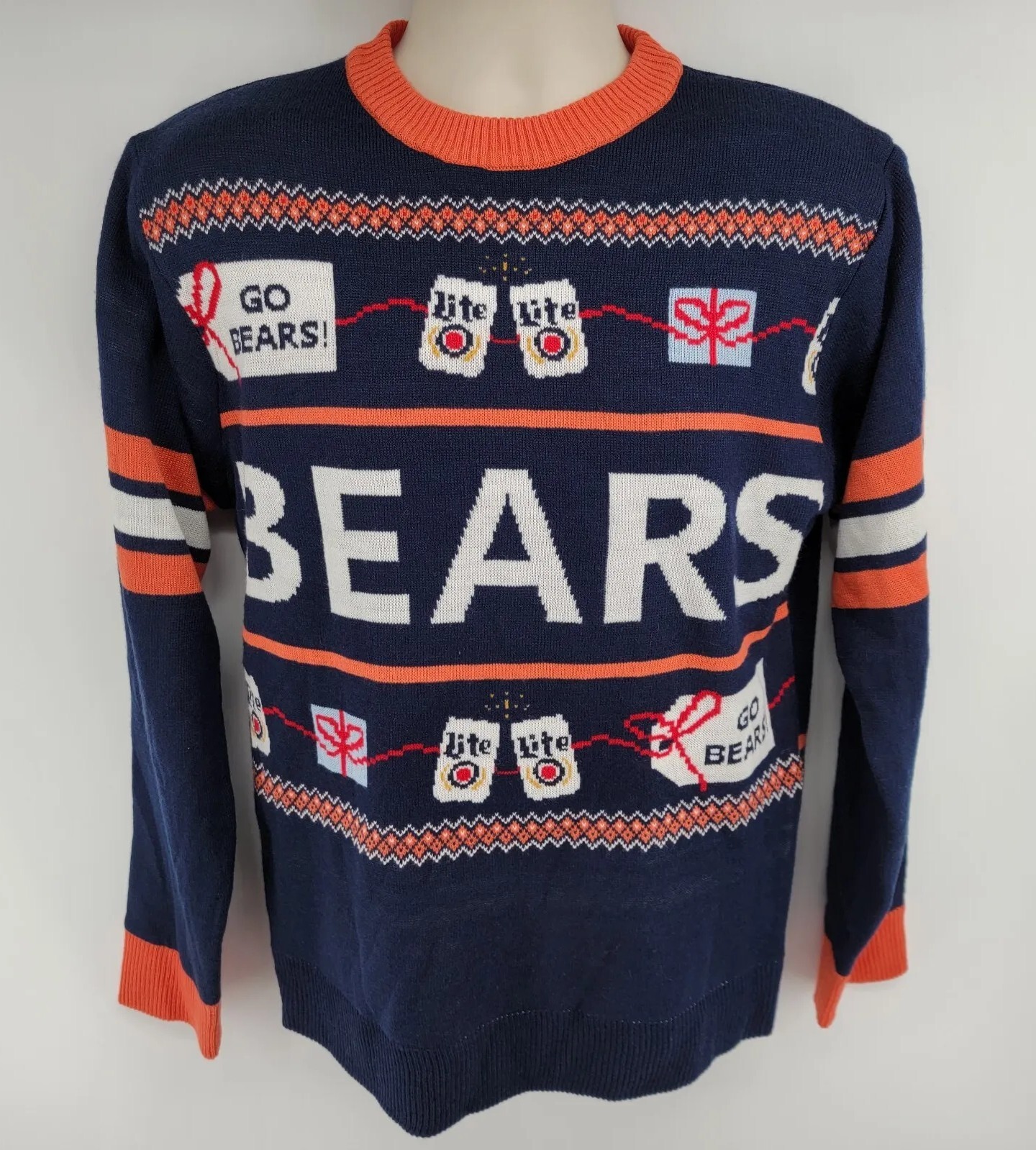 Chicago Bears Miller Lite Holiday Christmas Sweater Size M | eBay
