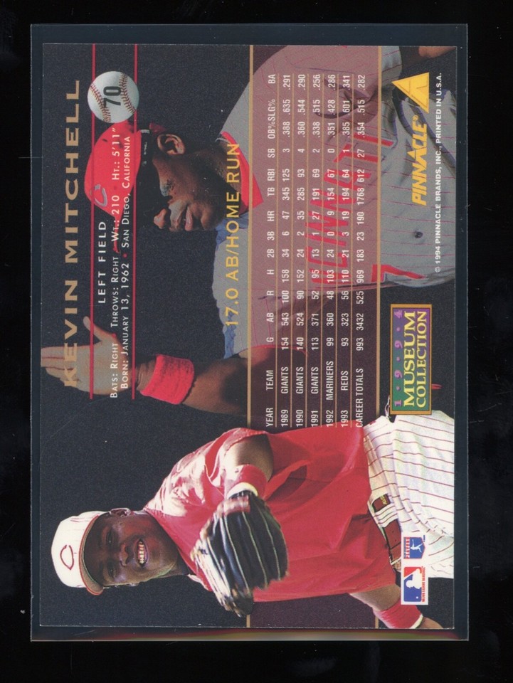 1994 Pinnacle Museum Collection Kevin Mitchell Cincinnati Reds #70 | eBay