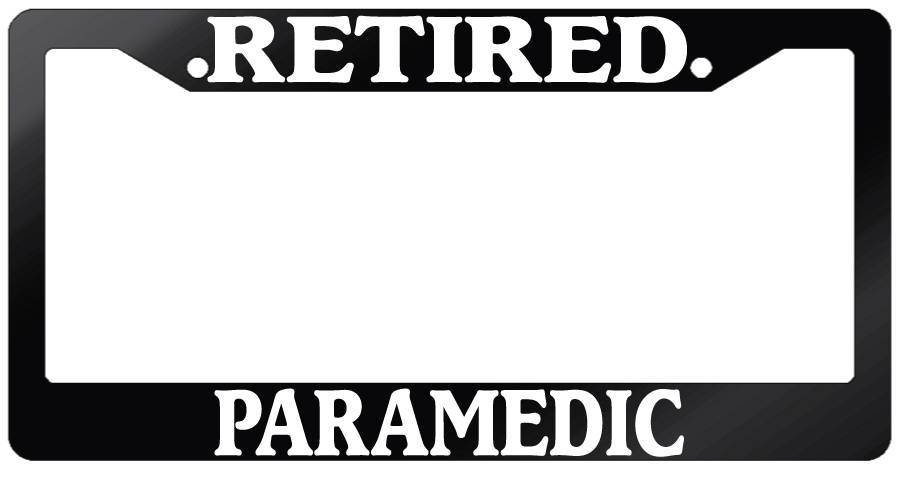 Glossy Black License Plate Frame RETIRED PARAMEDIC Auto Accessory | eBay