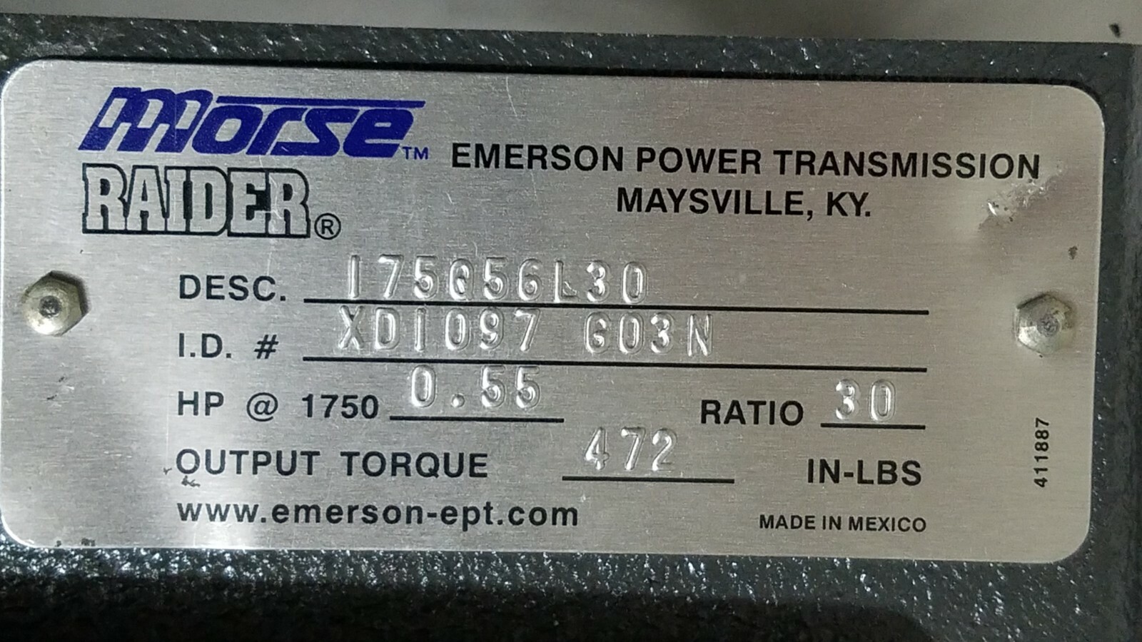 Morse Raider 175Q56L30 30:1 Ratio Left Hand Output Right Angle Gear ...