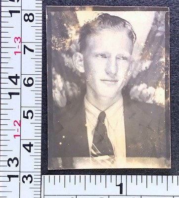 Young Man Skinny Face Wearing Tie Photobooth Vintage BW Photo Snapshot ...