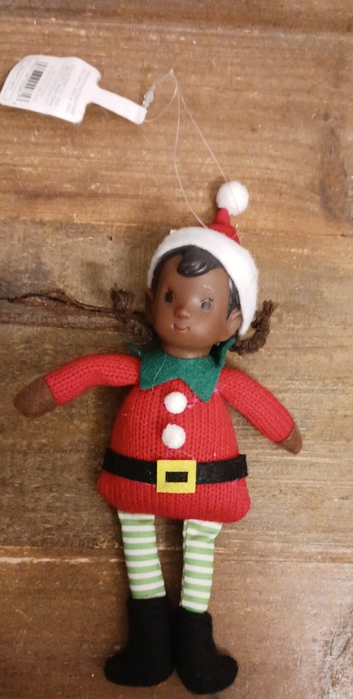 Target Wondershop 2022 Girl Elf Dark Skin 7" Christmas Tree Ornament ...
