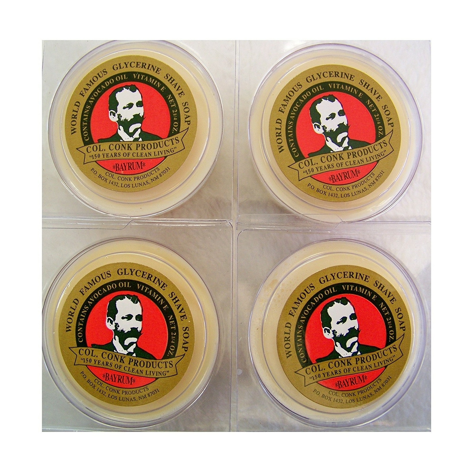 Col. Ichabod Conk Glycerin Shave Soap 2.25Oz 11.22 Ounces Bayrum 4 Pck ...