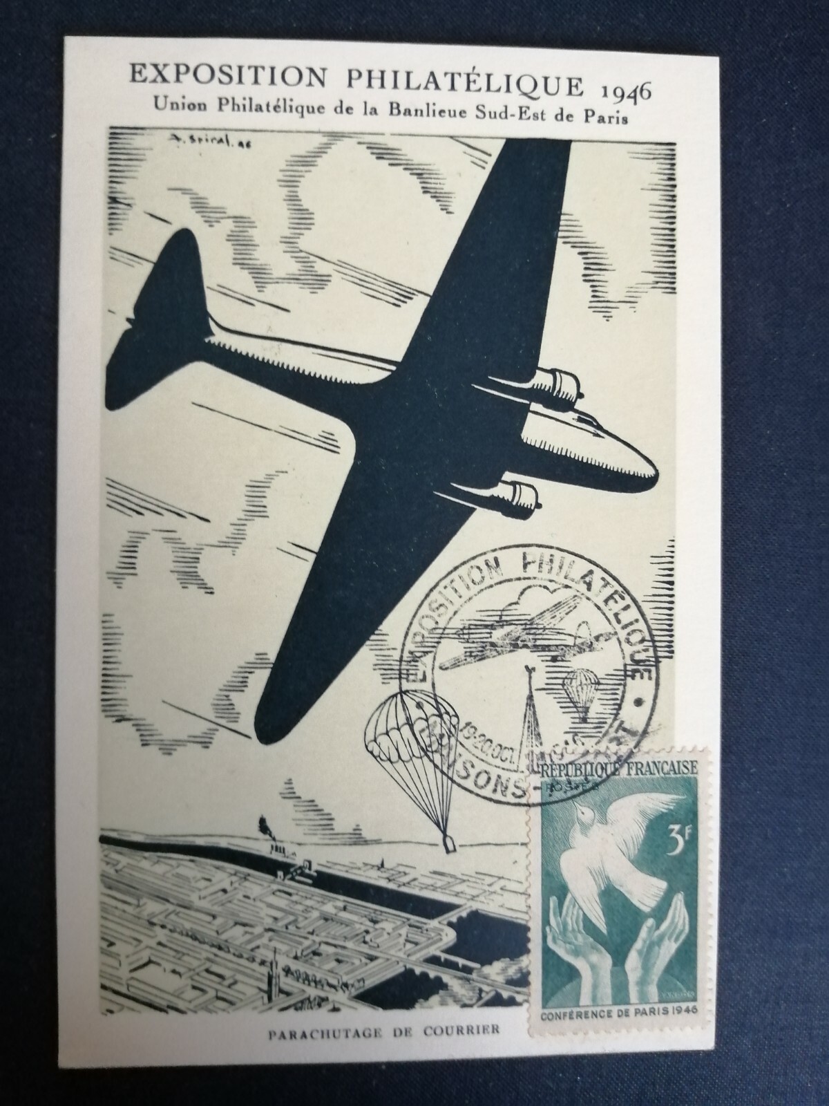 France Card Postal Yvert 761 Conference Dove Aero Club 3F Alfortville ...