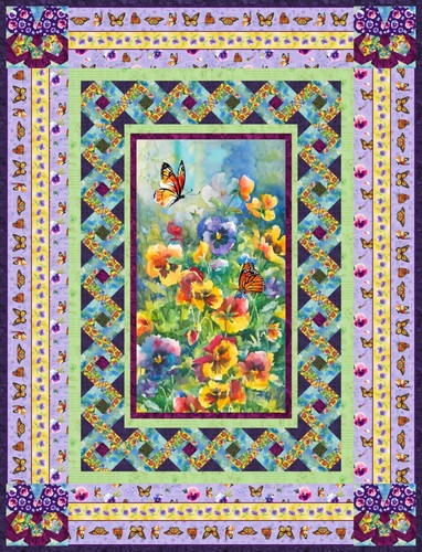 Pretty Pansies Cotton Fabrics by Sykel-100% Cotton Panels and Fabrics ...