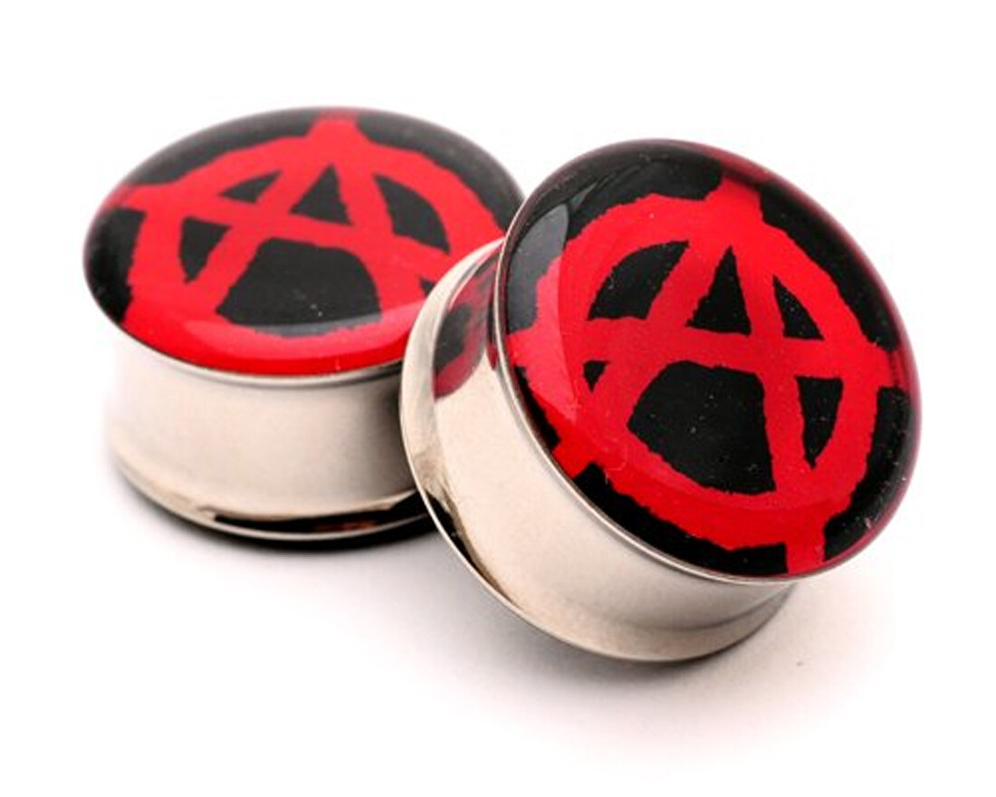 Pair of Double Flare Anarchy Picture Plugs gauges Choose Size | eBay