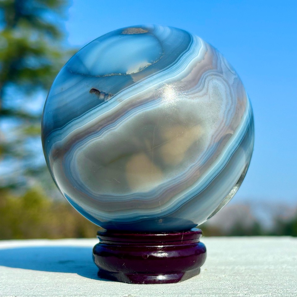 1.1LB Natural Agate Geode Crystal Ball Quartz Sphere Cave Vug Quartz ...