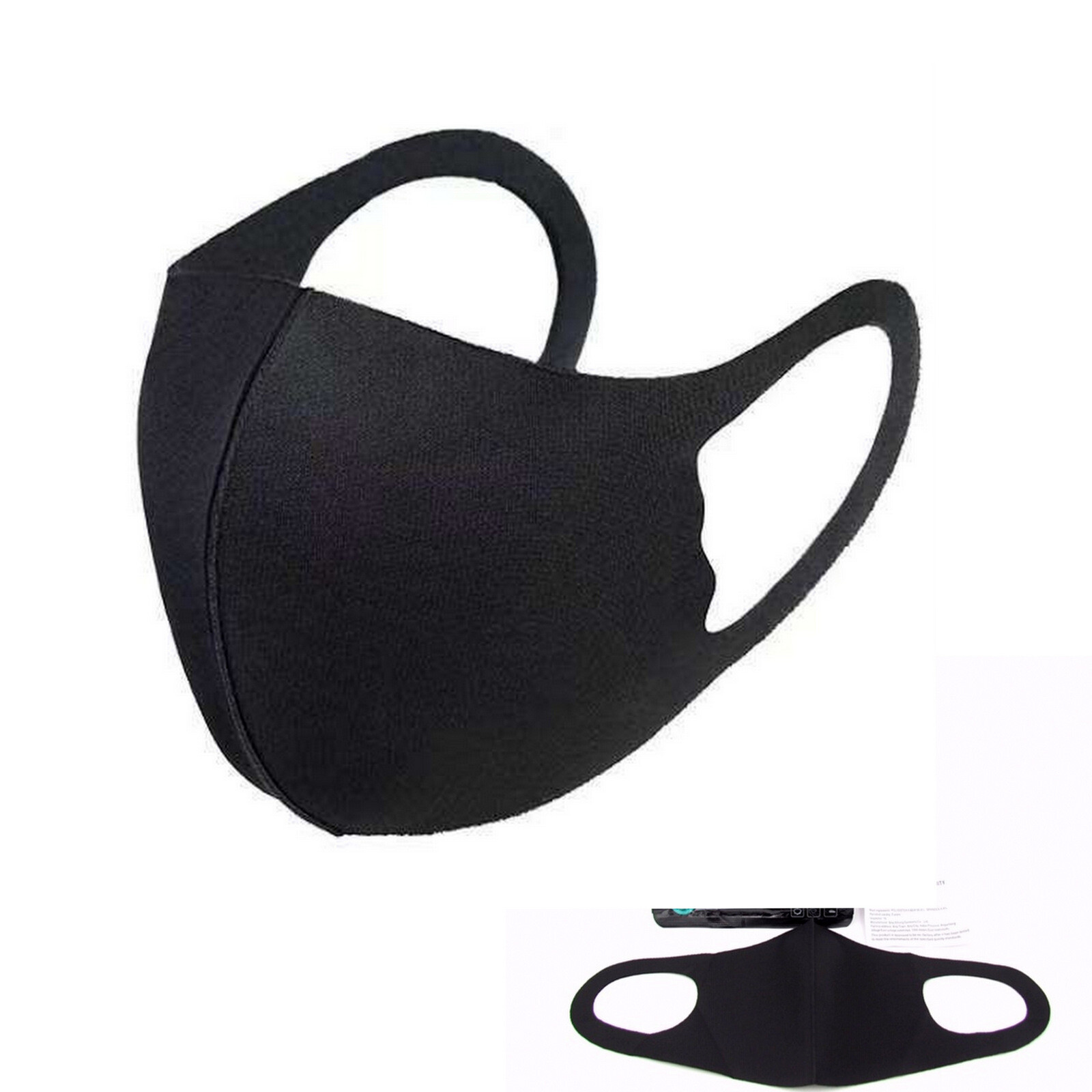 Washable Black Face Mask Unisex Mouth Cover Fashion Reusable Masks MEL ...