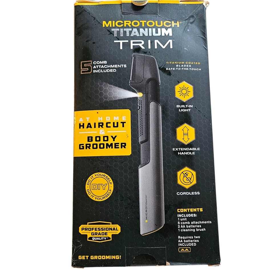 Microtouch Titanium TRIM Lighted Hair Cutting Tool and Body Groomer ...
