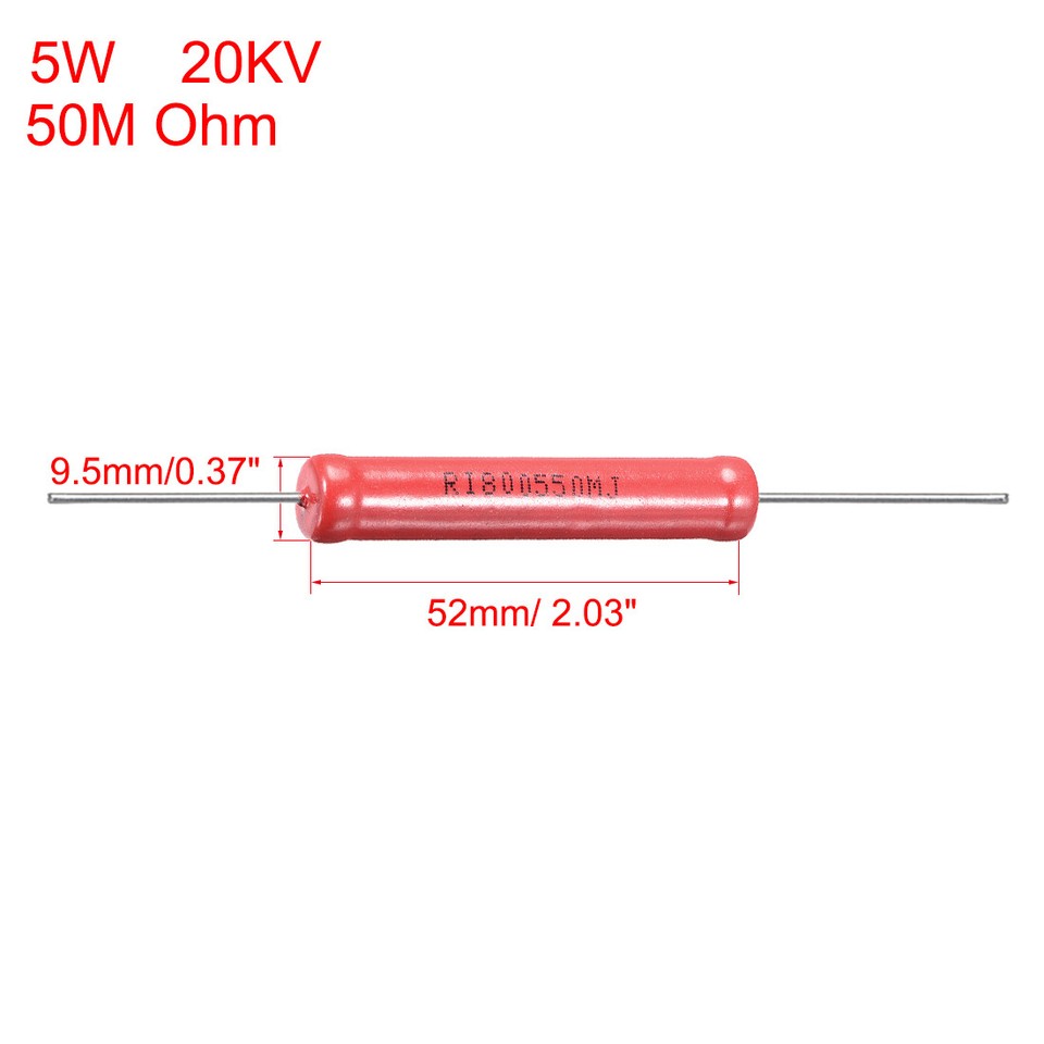 5W Power Rating 50M Ohm High Voltage Glass Glaze Film Resistor 2 Pcs ...