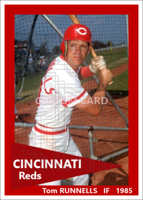 Tom Runnells - 1985 Cincinnati Reds - 2.5 x 3.5 custom card (blank back ...