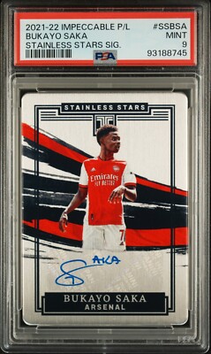 BUKAYO SAKA PSA 9 2021 PANINI IMPECCABLE PL STAINLESS STARS SIGNATURES ...