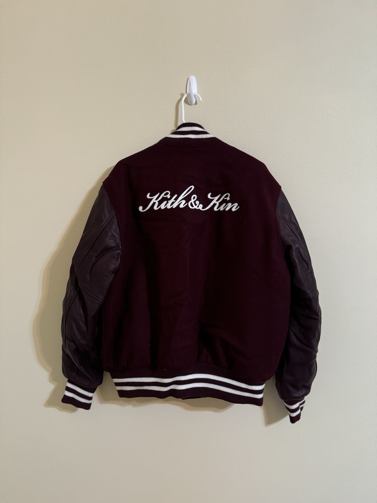 KITH Golden Bear Varsity Jacket Leather Burgundy Red … - Gem