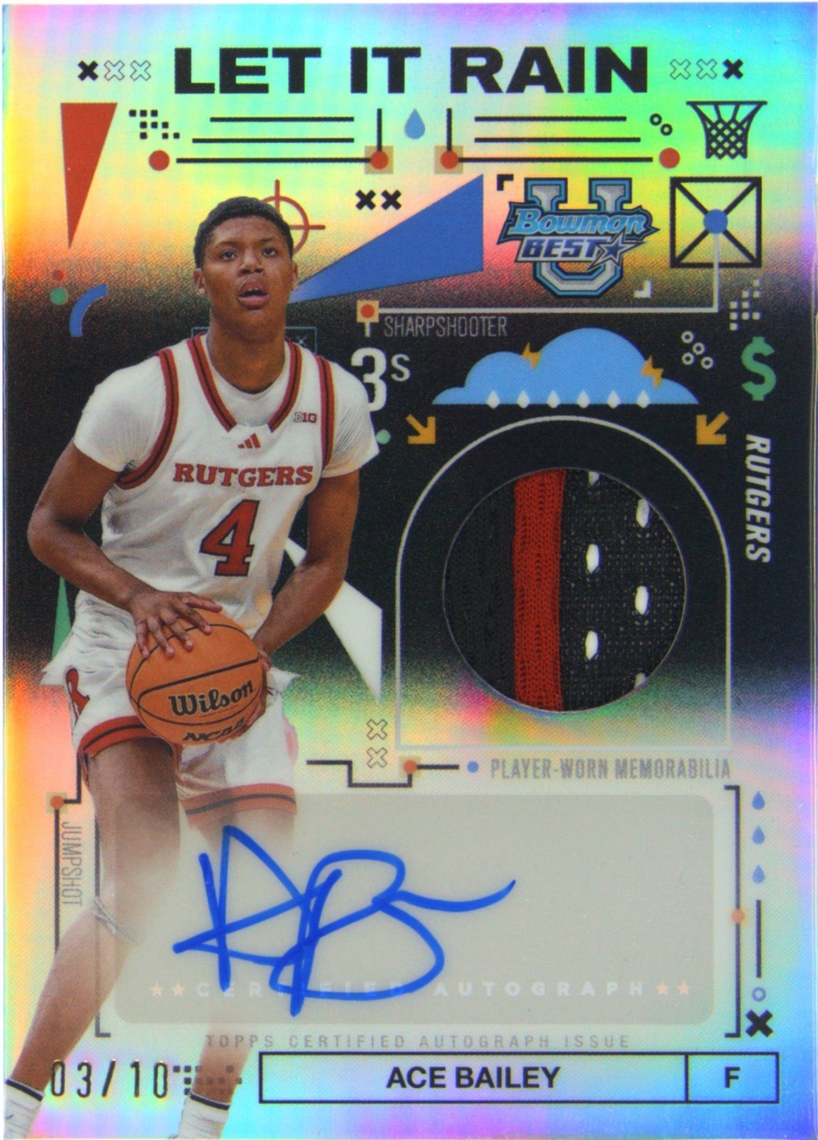 2024-25 Bowman University Best - Let It Rain Relic Autographs Ace ...