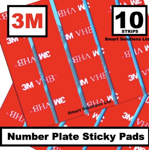 10 x 3M NUMBER PLATE STICKY PADS DOUBLE SIDED ADHESIVE. 3M VHB TAPE ...