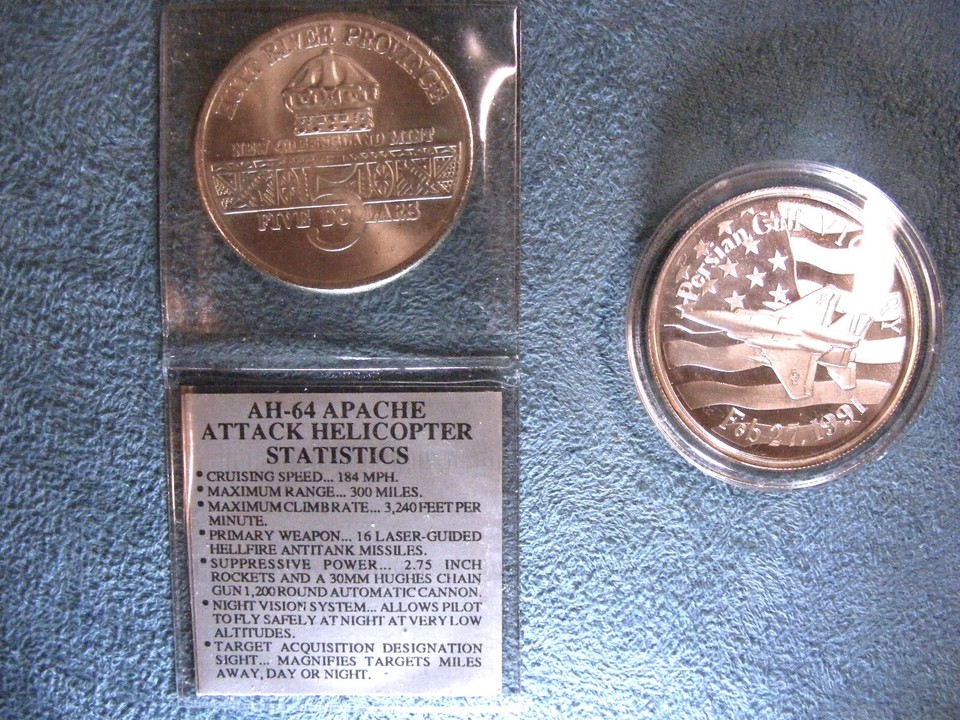 Desert Storm/Persian Gulf War 1991 Military Coins-Apache Helicopter ...