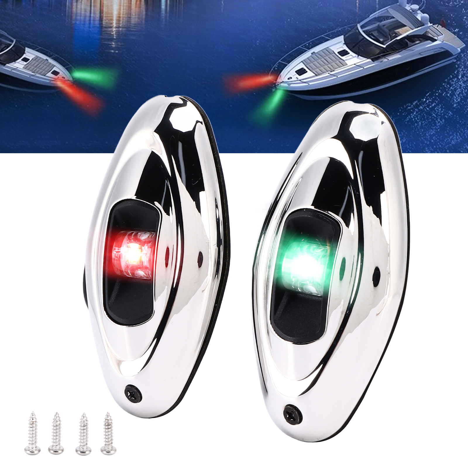 Boat Navigation Light LED Green Red Waterproof 1 Nautical Mile ...