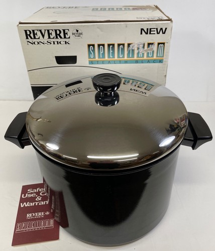NOS REVERE WARE NON STICK STAINLESS 8QT COVERED STOCK POT COOKWARE ...