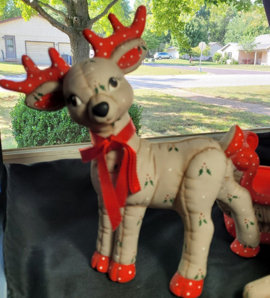 Vintage Hand Painted Ceramic Reindeer and Sleigh Christmas Kimple Mold ...