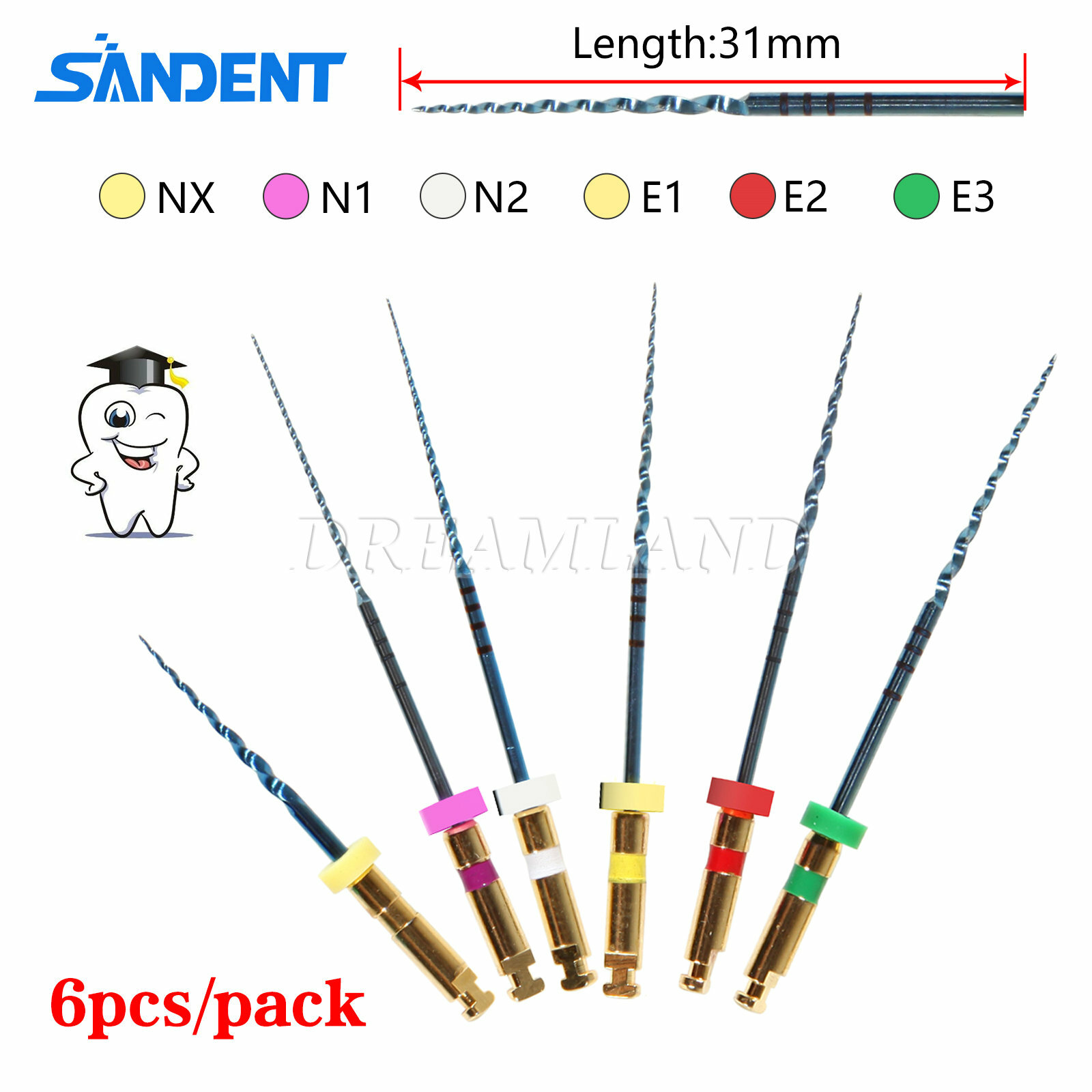 5 * Dental Endo Rotary Files Endodontic NITI Root Canal Curval Files ...