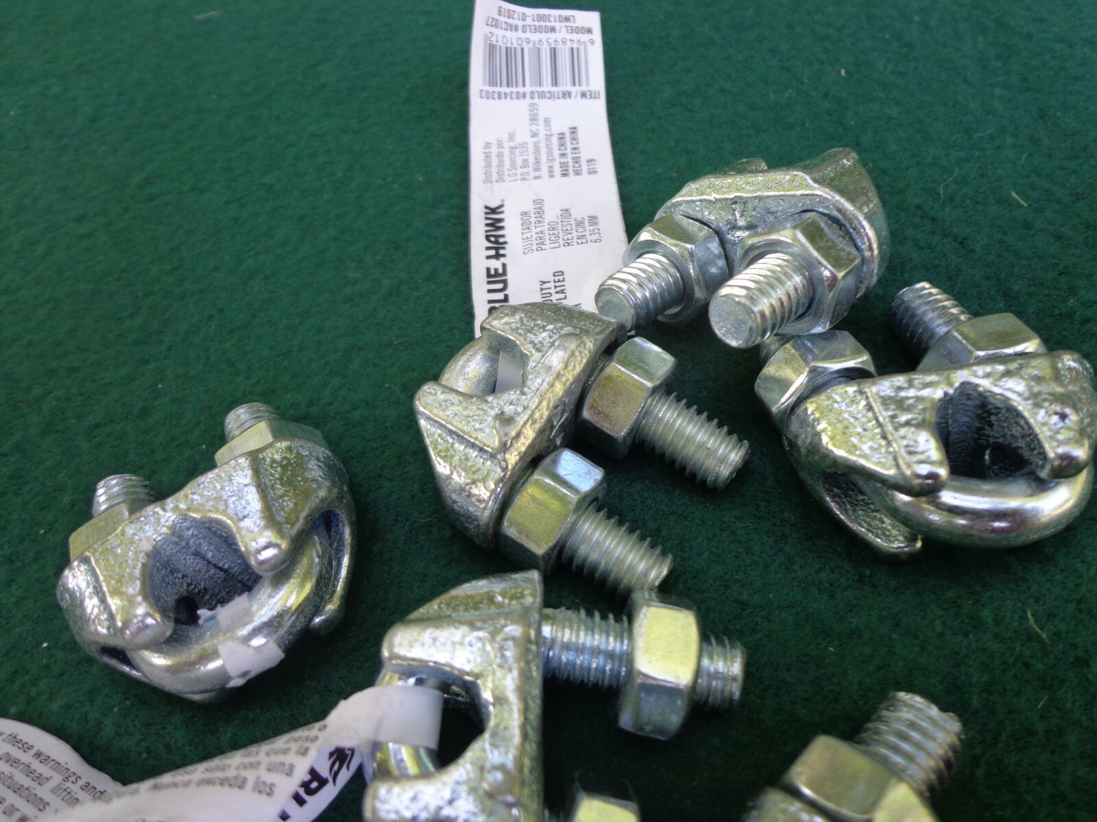 Blue Hawk 1/4" Wire Rope Clips #0348303 Zinc Plated for sale online | eBay