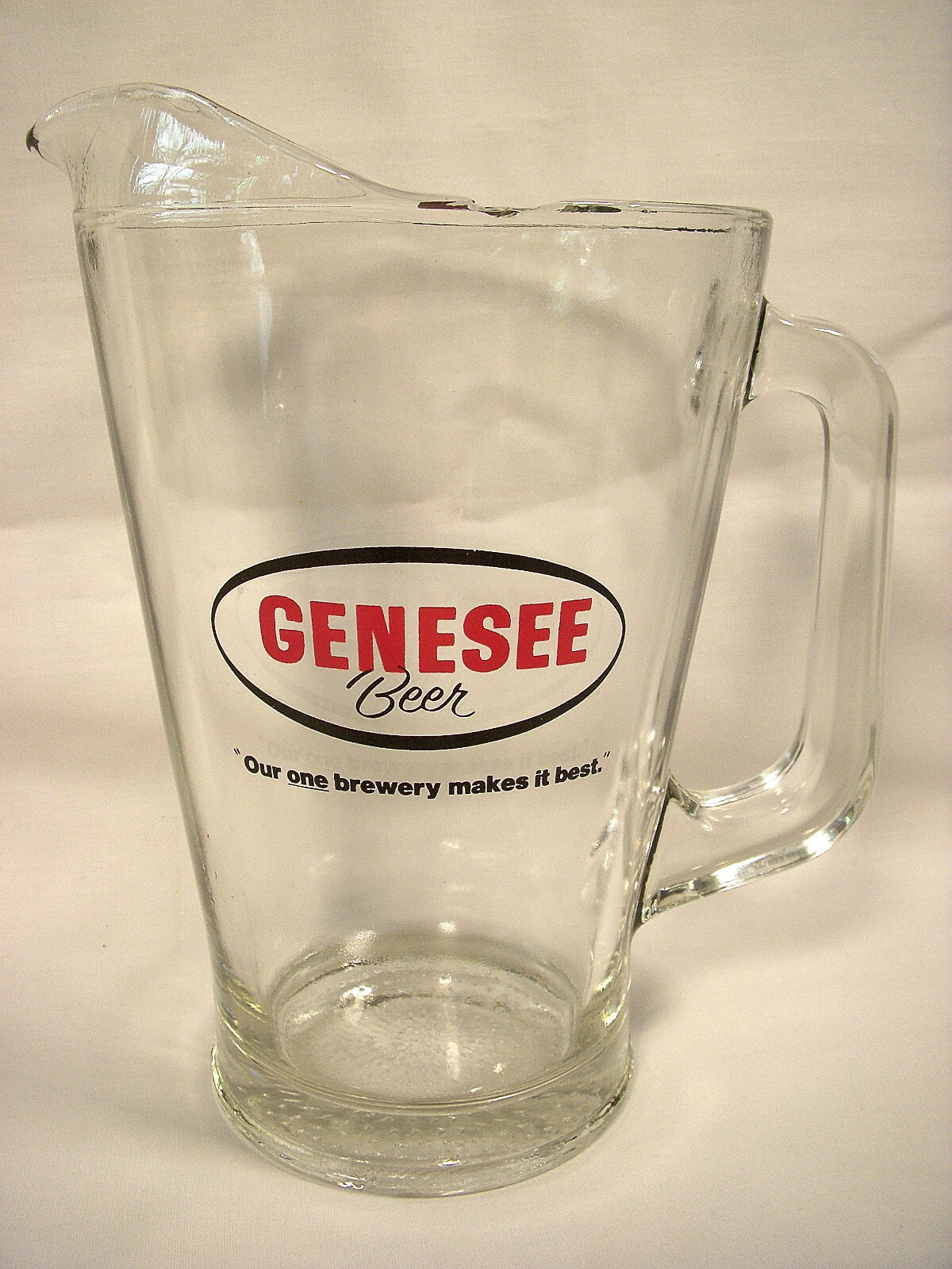 ⭐️ Vintage GENESEE Beer Pitcher "Our One Brewery Makes It Best" Bar Ad ...