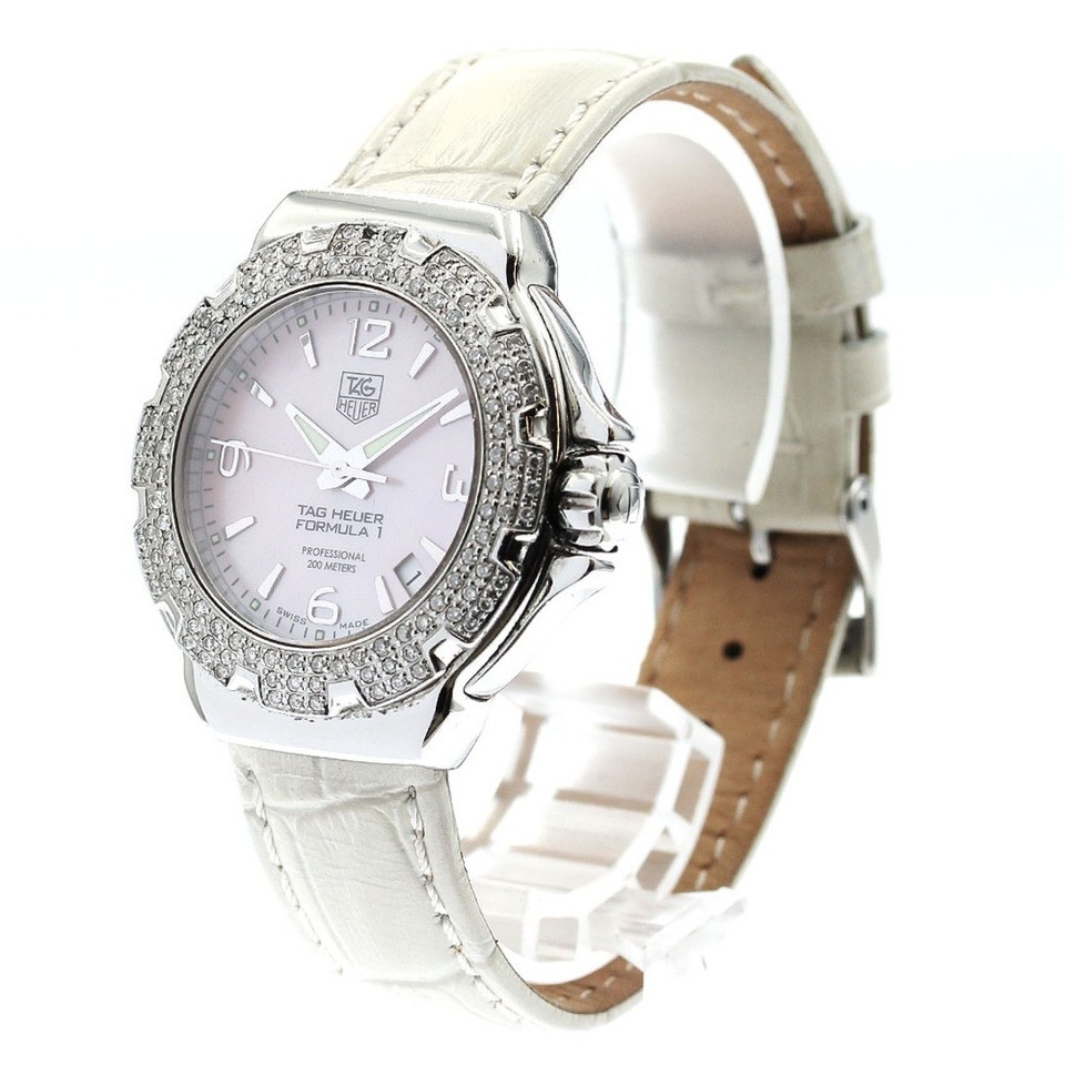 TAG Heuer Formula 1 Glamour Diamond Ladies Watch Pink Shell SS Leather ...