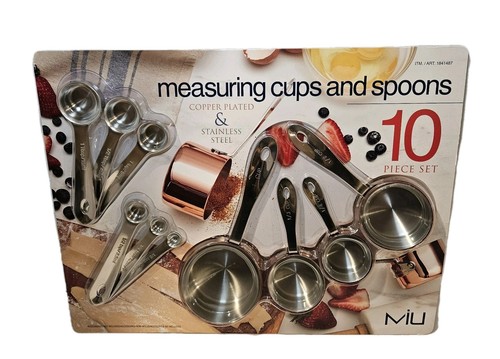 MIU Copper Plated Exterior Measuring Cups + Stainless Steel Spoons 10 ...
