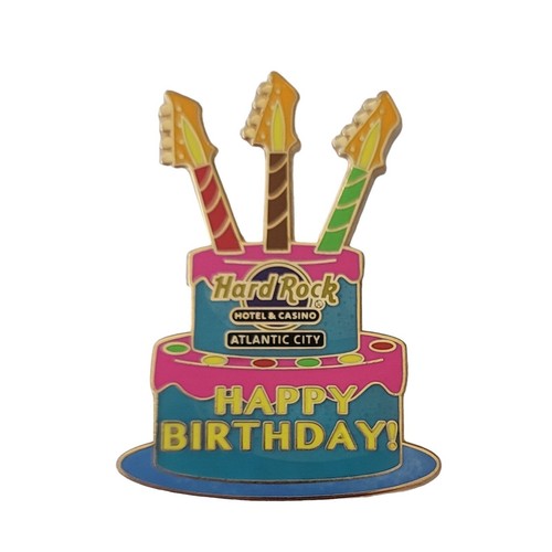 Hard Rock Cafe Hotel Casino Atlantic City Happy Birthday Cake Pin E704 ...