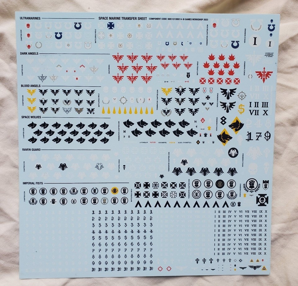 Warhammer 40k leviathan Space Marine Decals / Transfer Sheet Free Ship ...
