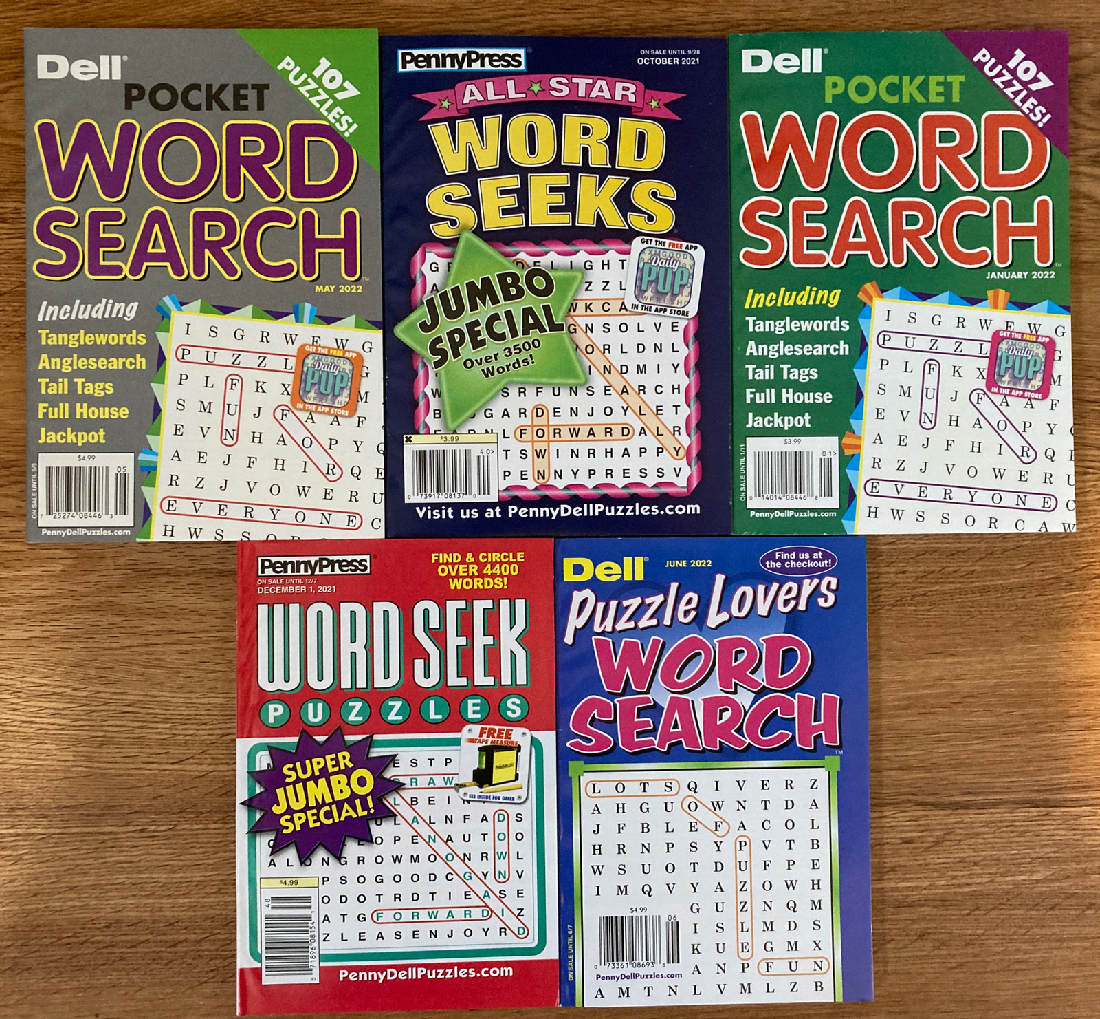 Lot of 5 Dell Penny Press Word Seek Puzzle Books Favorite All Star ...
