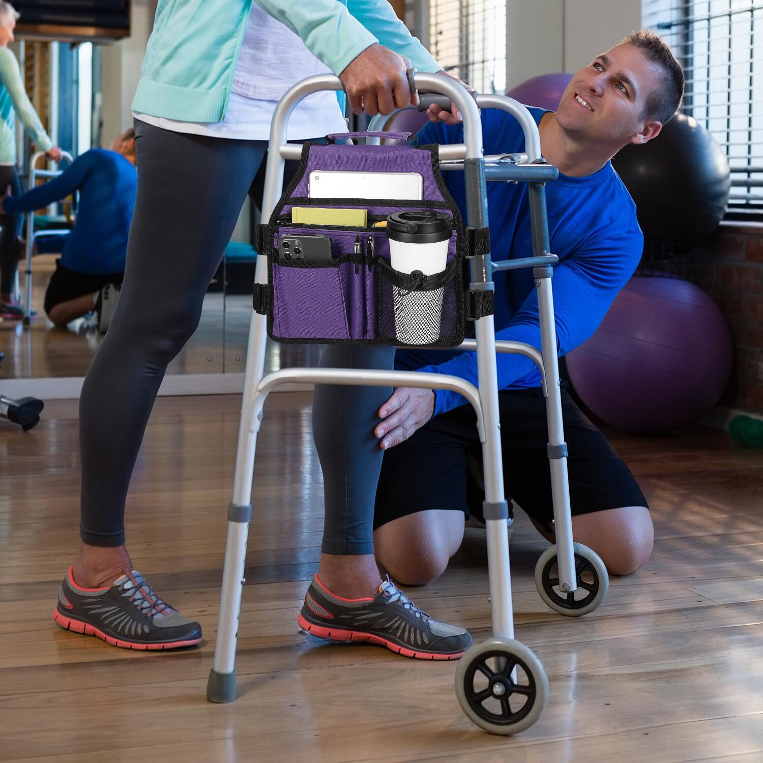 Side Walker Bag Walker Accessories Bag w/Cup Holder Folding Walker ...