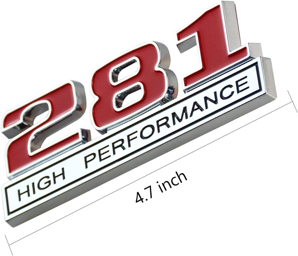 281 4.6 Liter Engine High Performance Emblem Badge Logo in Chrome & Red ...
