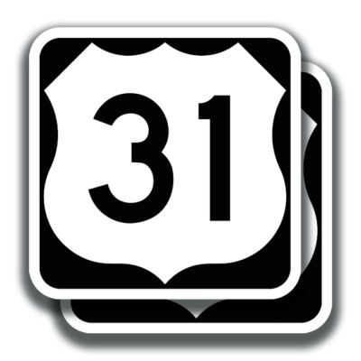 U.S. ROUTE 31 DECAL 2 Stickers Road Sign Bogo Highway Car Truck Bumper ...
