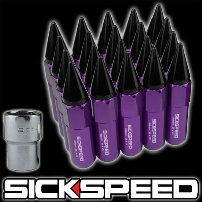 SICKSPEED 20 PC PURPLE/BLACK SPIKED ALUMINUM 60MM LOCKING LUG NUTS 12X1 ...