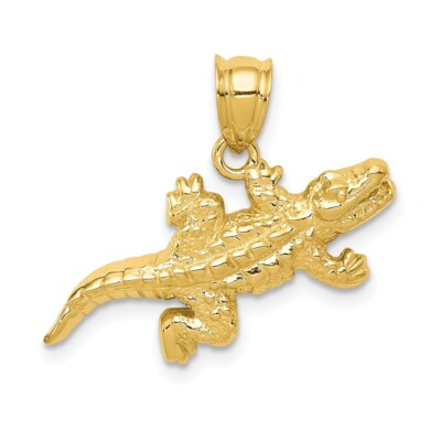 14k 14kt Yellow Gold Polished Open-Backed Crocodile Pendant | eBay