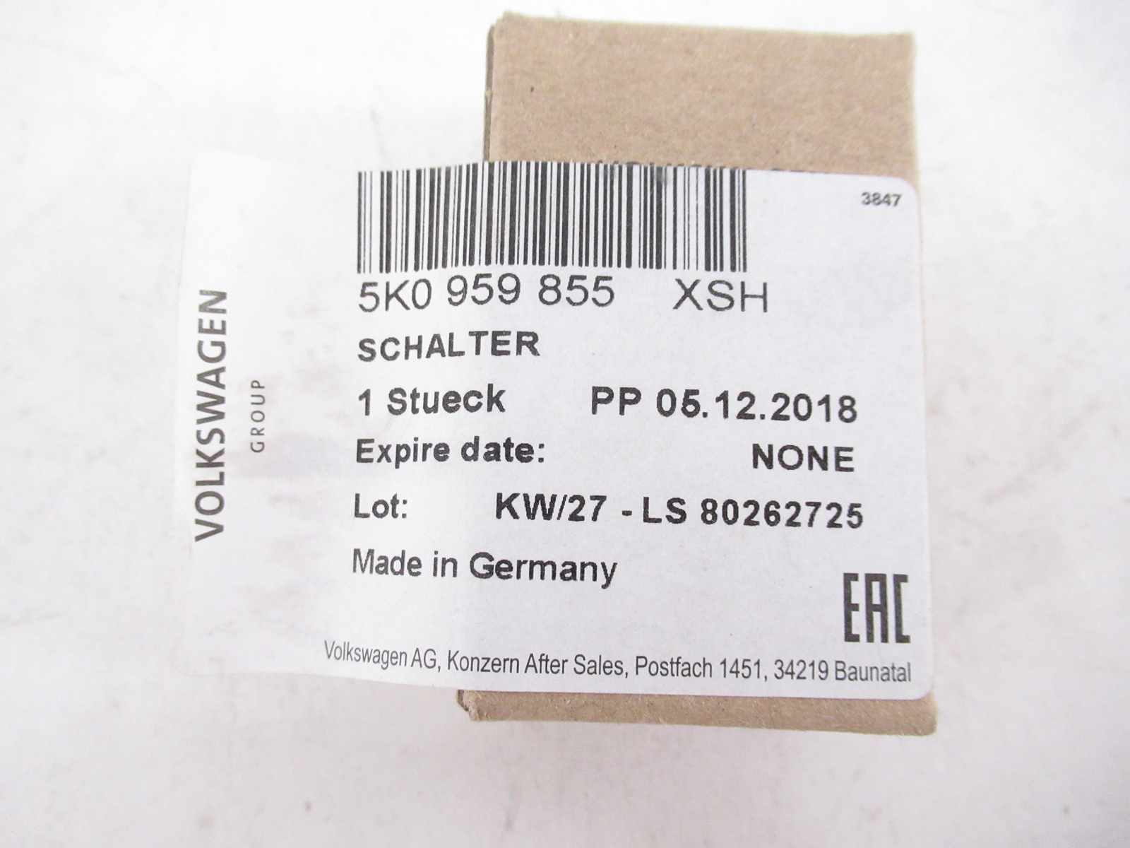 Genuine OEM Volkswagen 5K0-959-855-XSH Passenger Side Window Switch ...