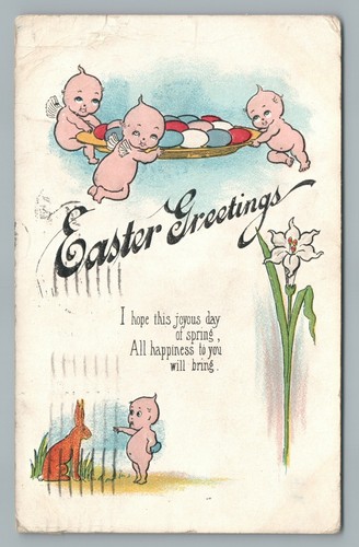 Kewpie Babies Egg Tray—Antique Easter Postcard PH & A Embossed Cherub ...