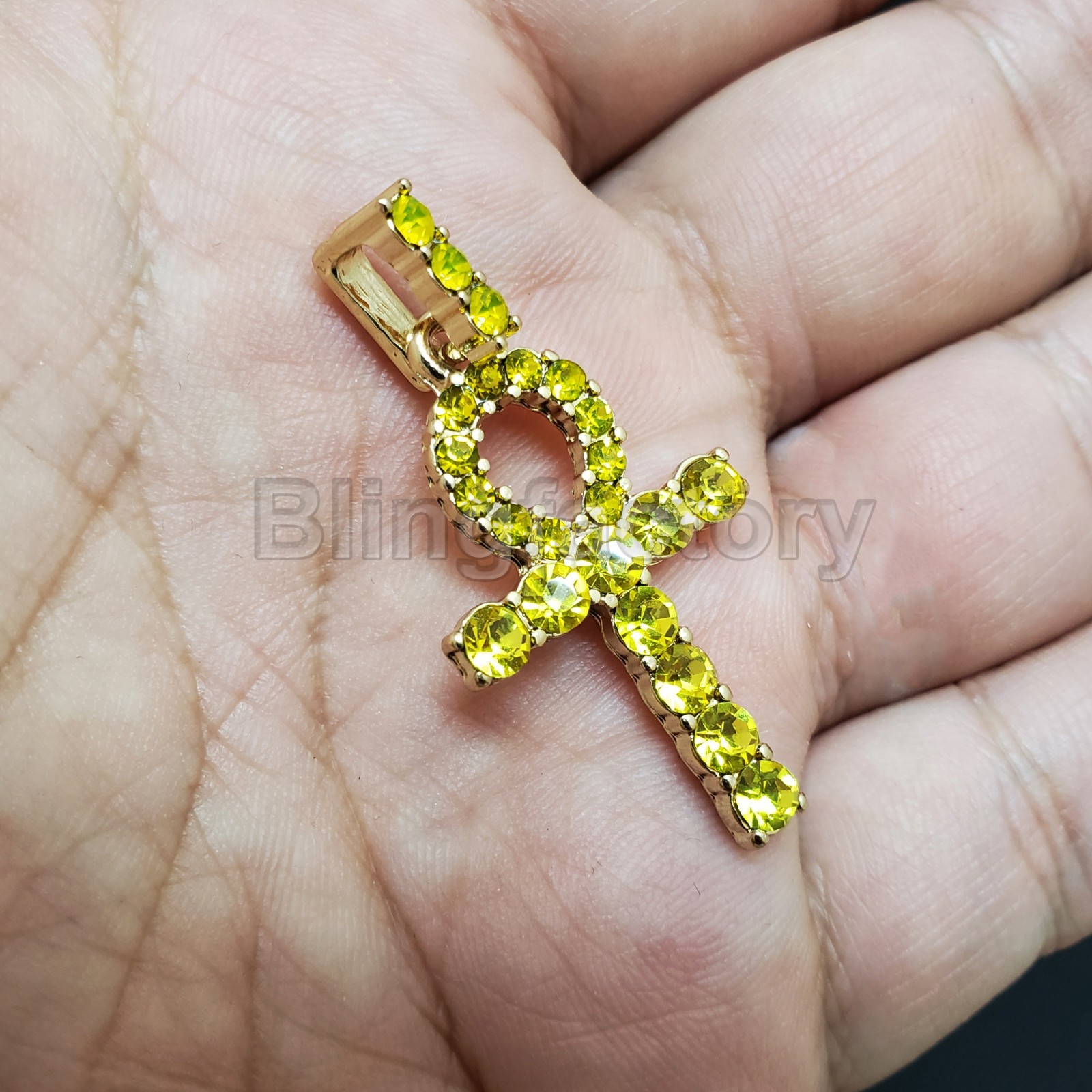 Colorful Ankh Cross & 20" Herringbone Chian & 18" 1 Row Tennis Choker ...