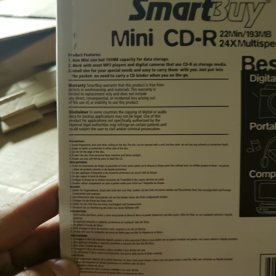 25x Mini CD-R 25 Pack 8cm 193 MB Mo 22 Minute 1x-24x Pocket CD-R Memory ...