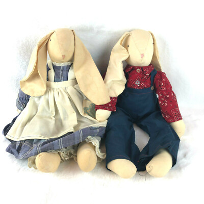 Vintage SET Handmade Floppy Stuffed Rabbits, 19" | eBay