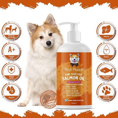 Pure Scottish Salmon Oil For Dogs & Cats Omega 3, 6 & 9 , Vitamin E ...